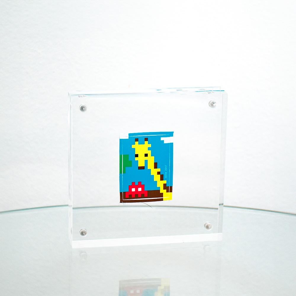 Invader - Invader with Giraffe Sticker (Framed) For Sale at 1stDibs