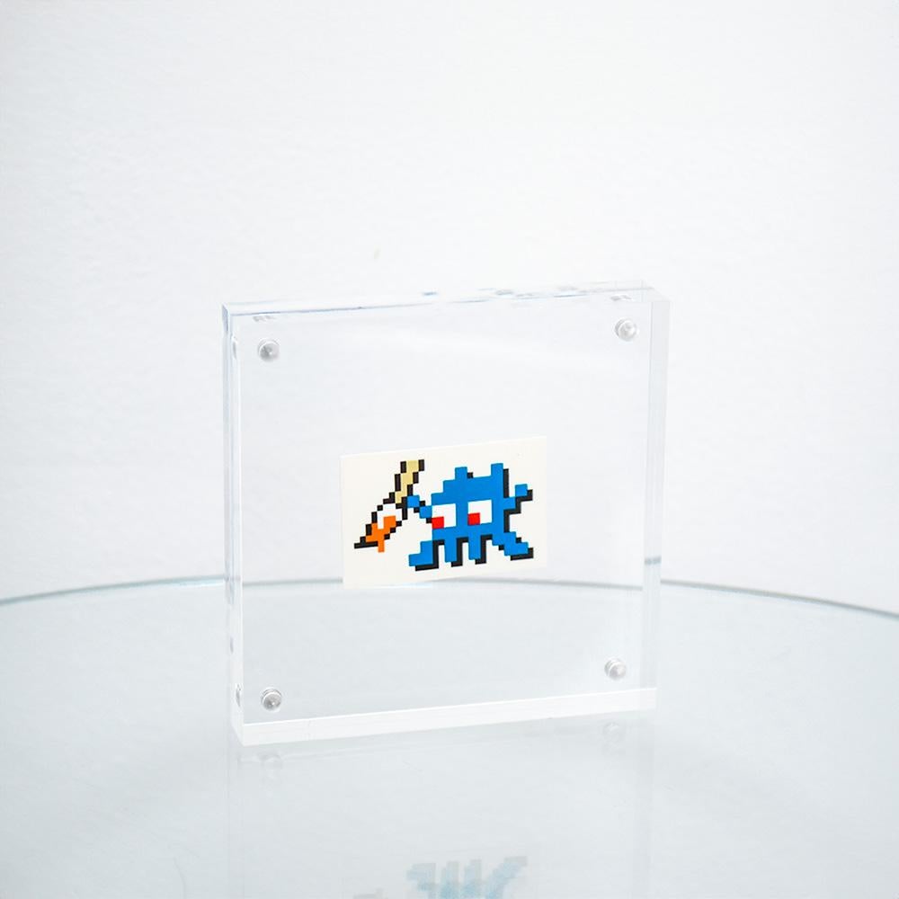 Invader - Invader with Paint Brush Sticker (Framed) For Sale at 1stDibs