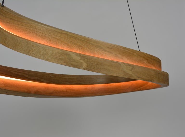 Invert, Curved Wooden Pendant Light with Warm LED Back-Lit Glow For ...