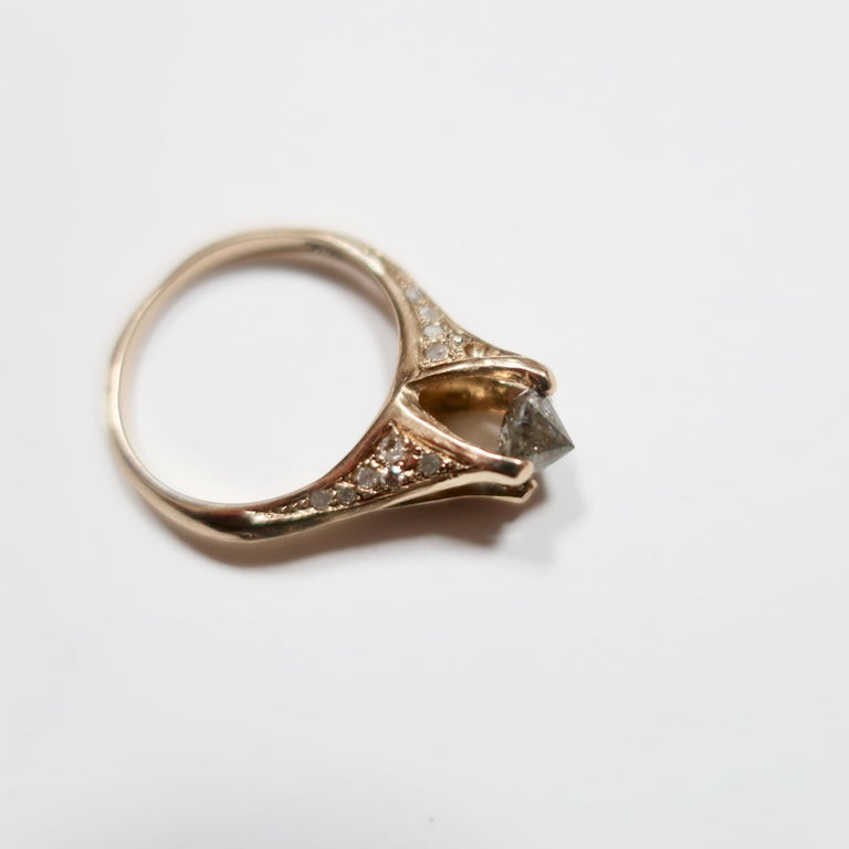 Inverted Grey Diamond Ring in 14 Karat Yellow Gold For Sale at 1stDibs ...