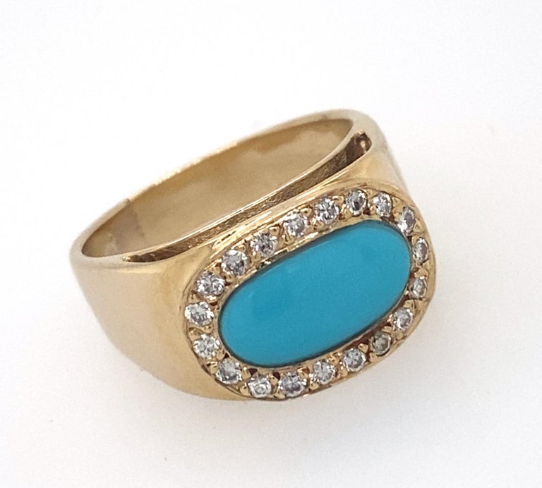 Inverted Oval Halo Band in Sleeping Beauty Turquoise, Diamonds and ...