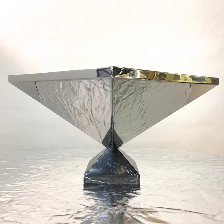 Inverted Pyramid Polished Stainless Centerpiece on Marble Pyramid Base ...