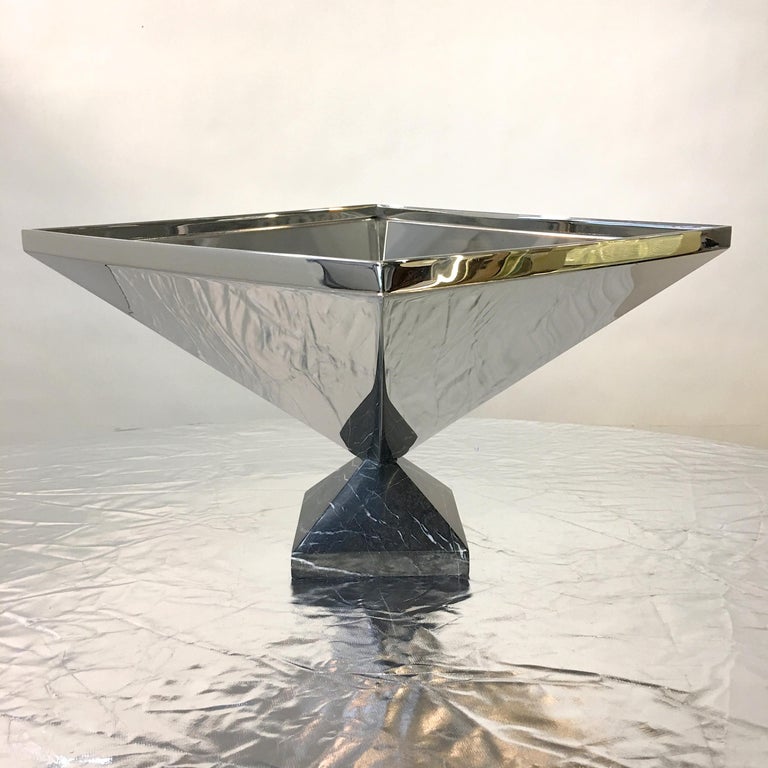 Inverted Pyramid Polished Stainless Centerpiece on Marble Pyramid Base ...