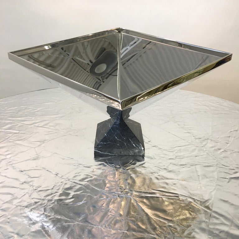Inverted Pyramid Polished Stainless Centerpiece on Marble Pyramid Base ...