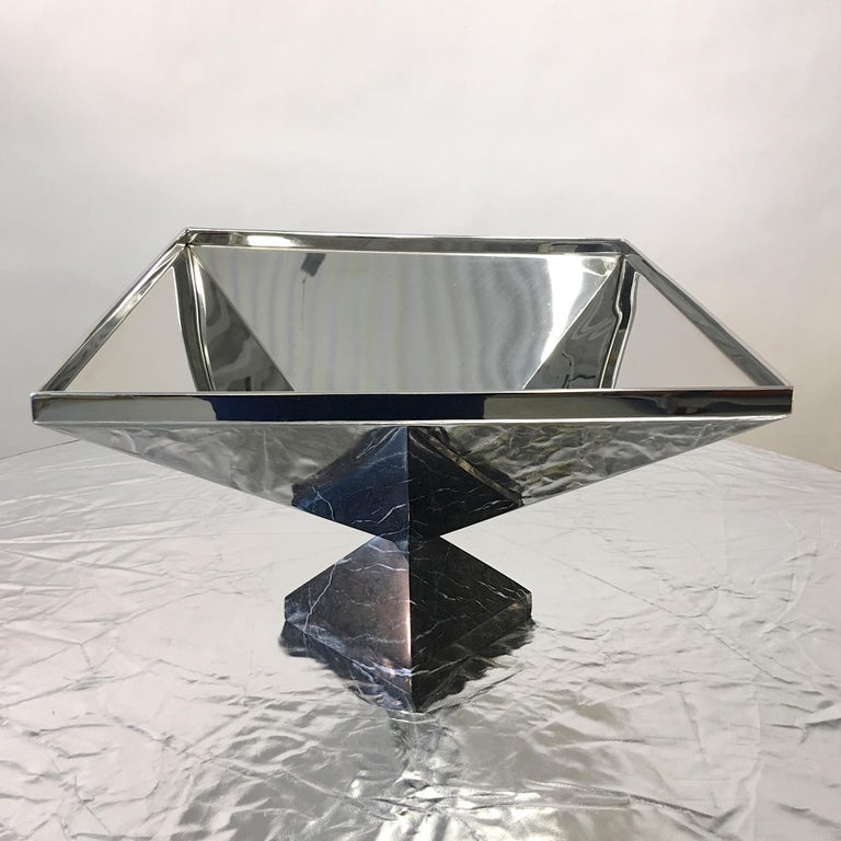 Inverted Pyramid Polished Stainless Centerpiece on Marble Pyramid Base ...