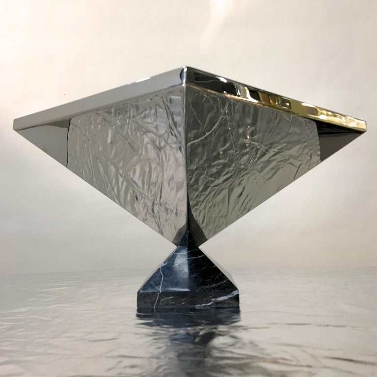 Inverted Pyramid Polished Stainless Centerpiece on Marble Pyramid Base ...