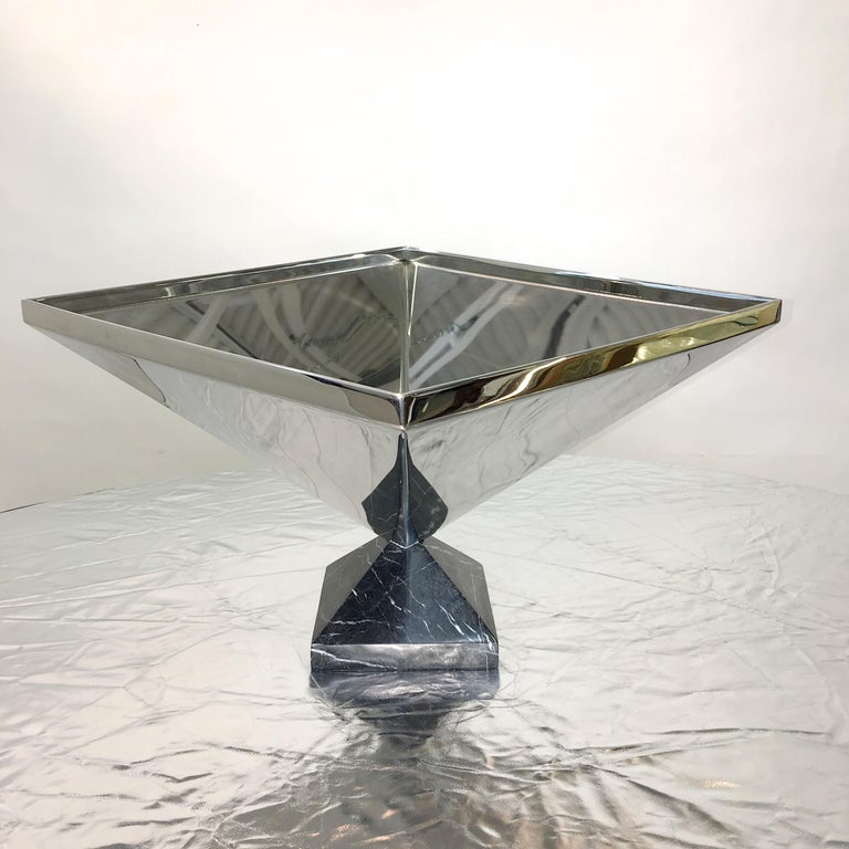 Inverted Pyramid Polished Stainless Centerpiece on Marble Pyramid Base ...