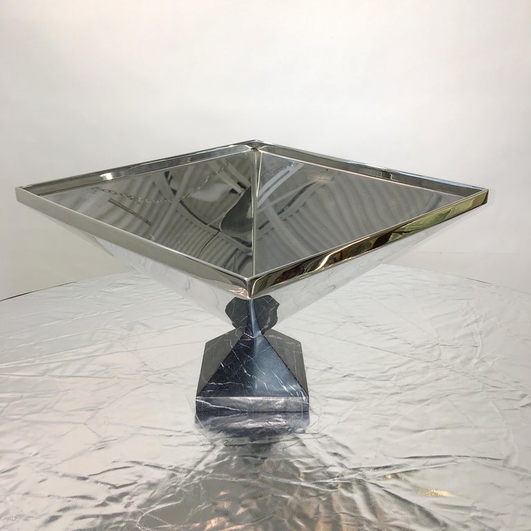 Inverted Pyramid Polished Stainless Centerpiece on Marble Pyramid Base ...