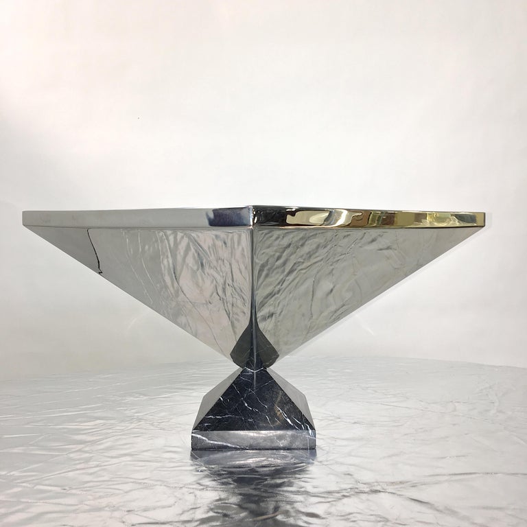 Inverted Pyramid Polished Stainless Centerpiece on Marble Pyramid Base ...