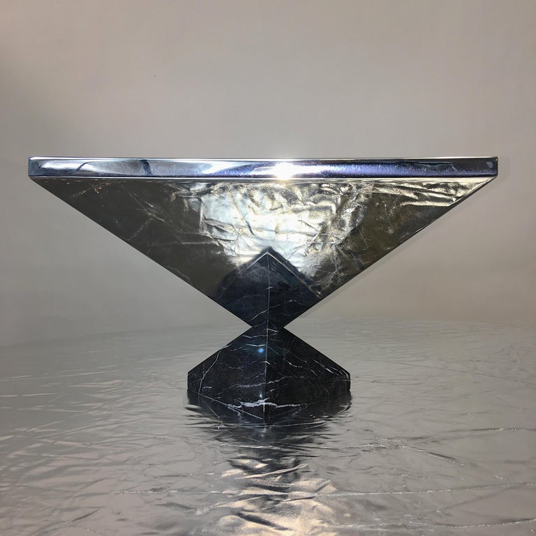 Inverted Pyramid Polished Stainless Centerpiece on Marble Pyramid Base ...