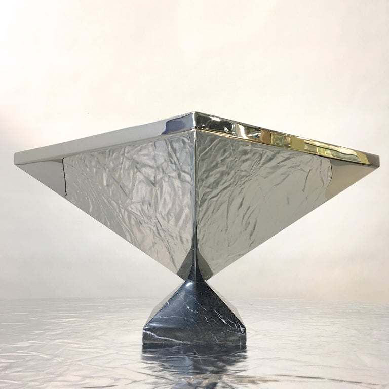 Inverted Pyramid Polished Stainless Centerpiece on Marble Pyramid Base ...
