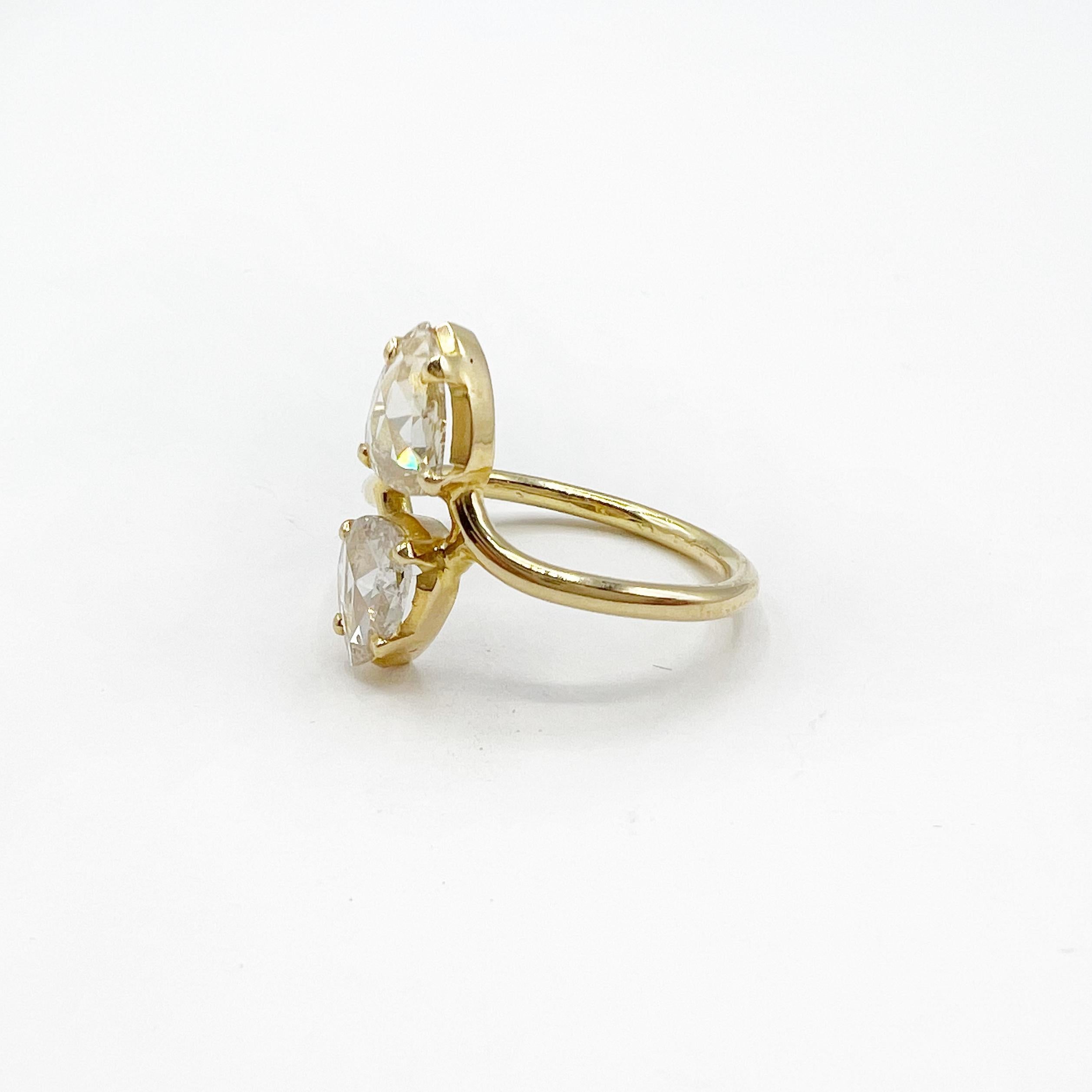 Inverted Rose Cut Diamonds '1.5 TW Karats' and Yellow Gold Ring For ...
