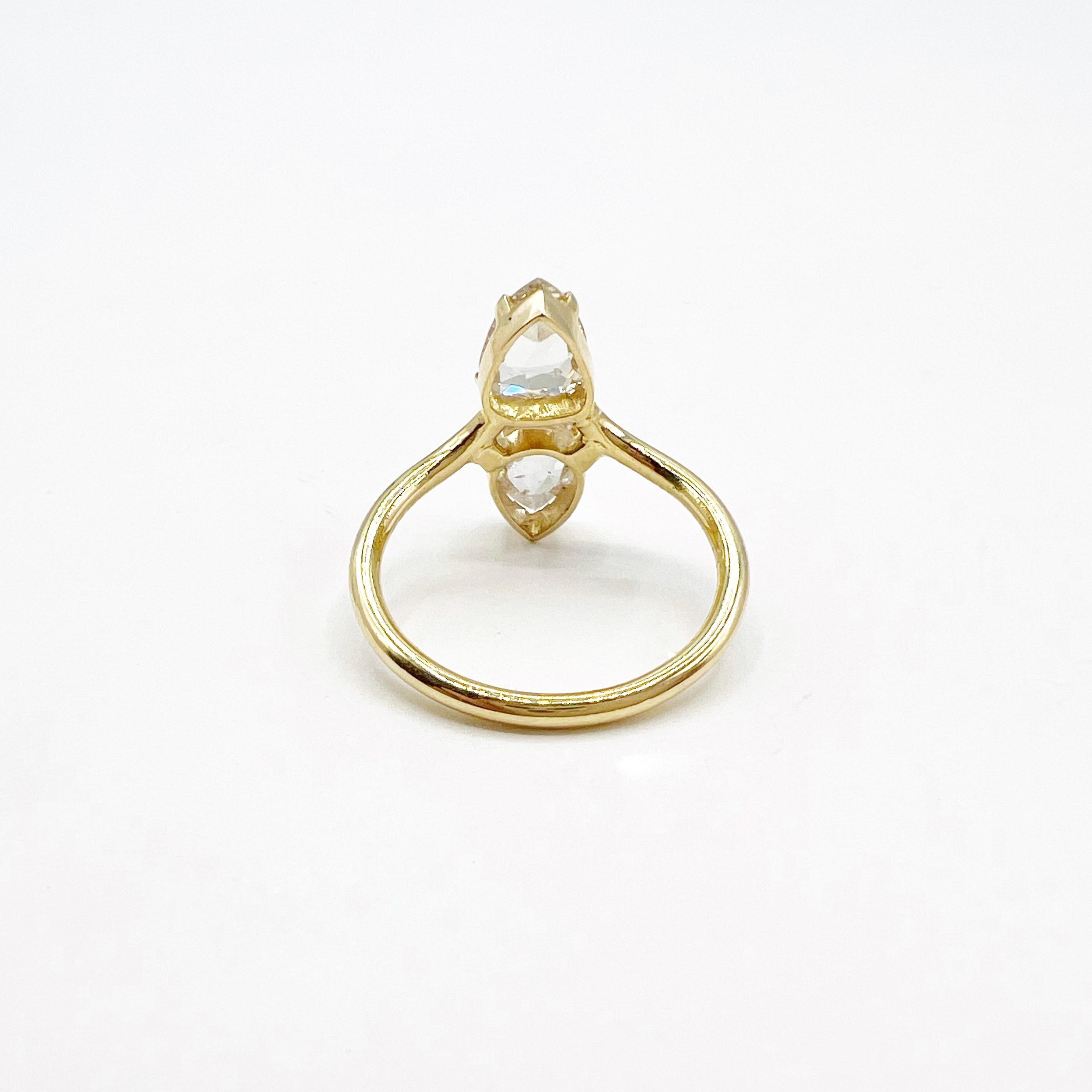 Inverted Rose Cut Diamonds '1.5 TW Karats' and Yellow Gold Ring For ...