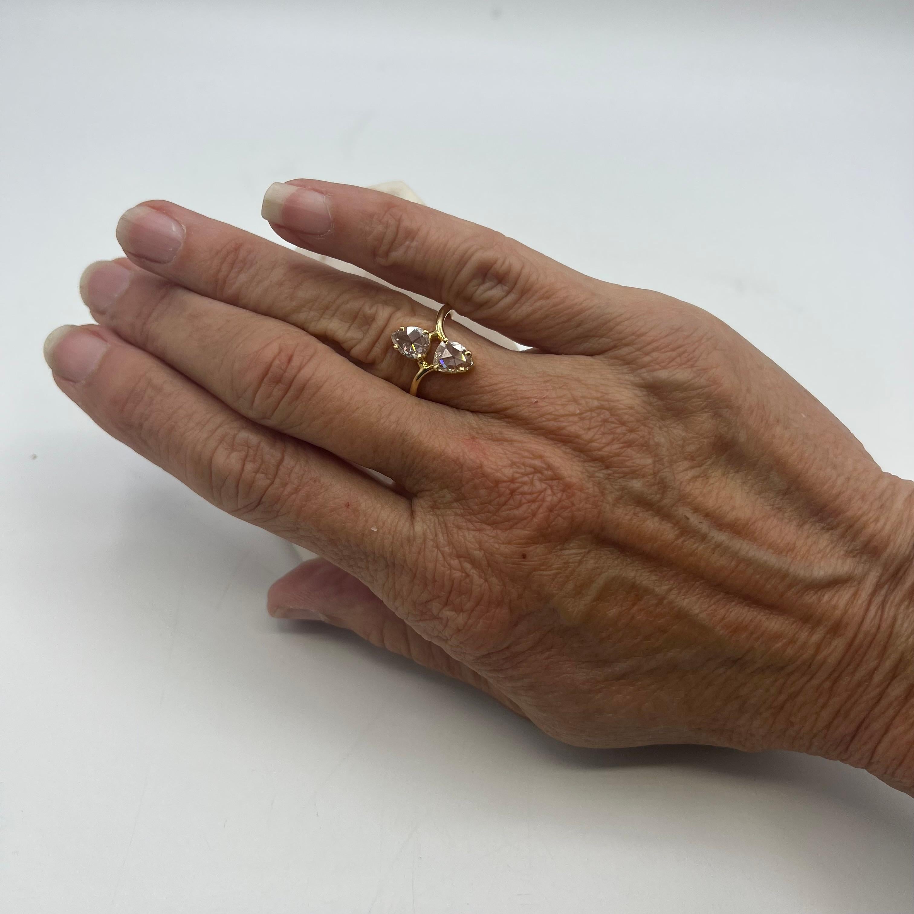 Inverted Rose Cut Diamonds '1.5 TW Karats' and Yellow Gold Ring For ...