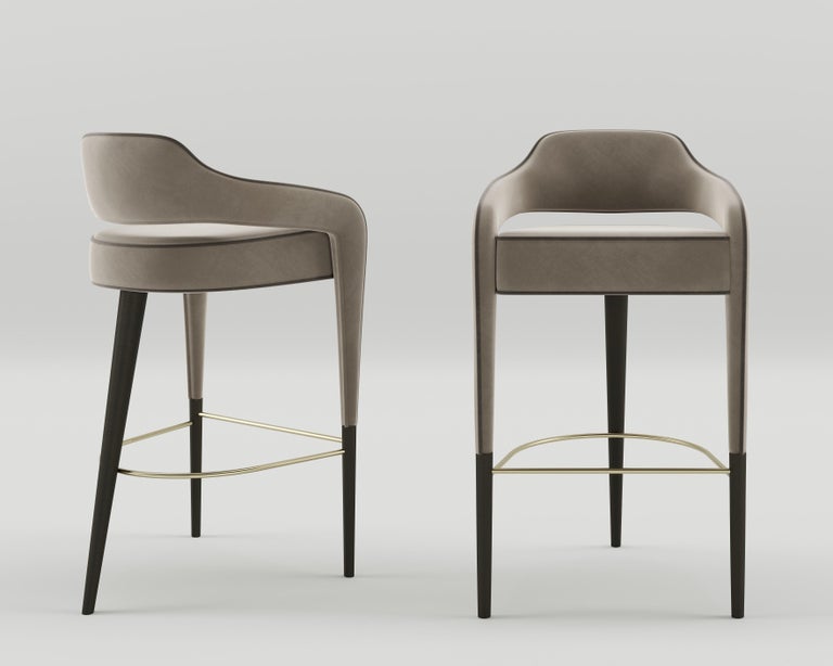 INVICTA Bar Stool with solid wood rear leg For Sale at 1stDibs