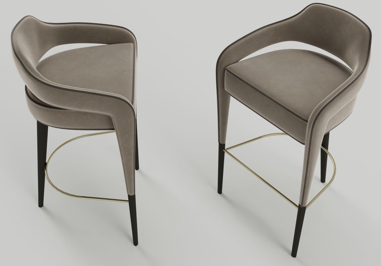 INVICTA Bar Stool with solid wood rear leg For Sale at 1stDibs