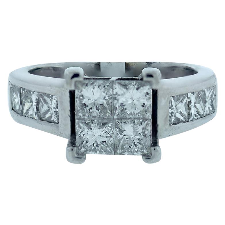 1.50 Carat Diamond Invisible Set Gold Band Ring For Sale at 1stDibs