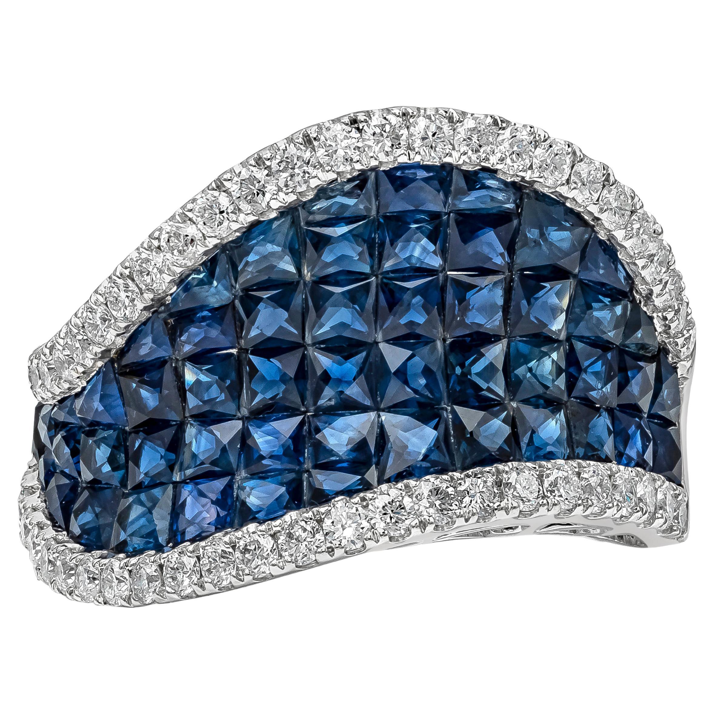 Invisible Set Sapphire and Diamond Ring at 1stDibs