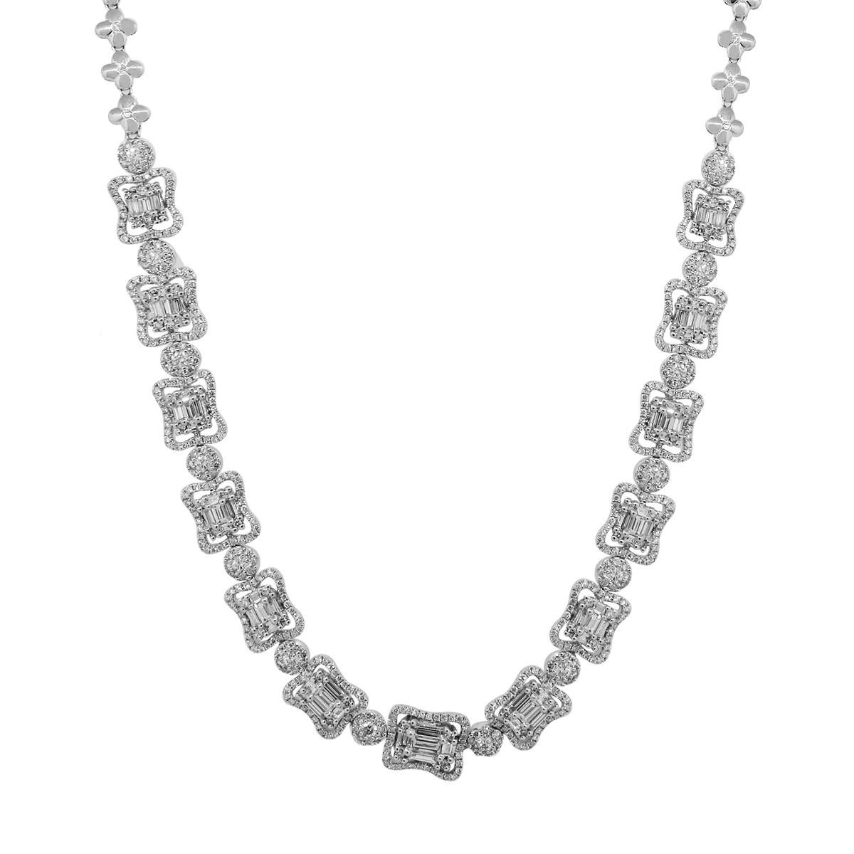 Invisible Set Diamond Necklace For Sale at 1stDibs