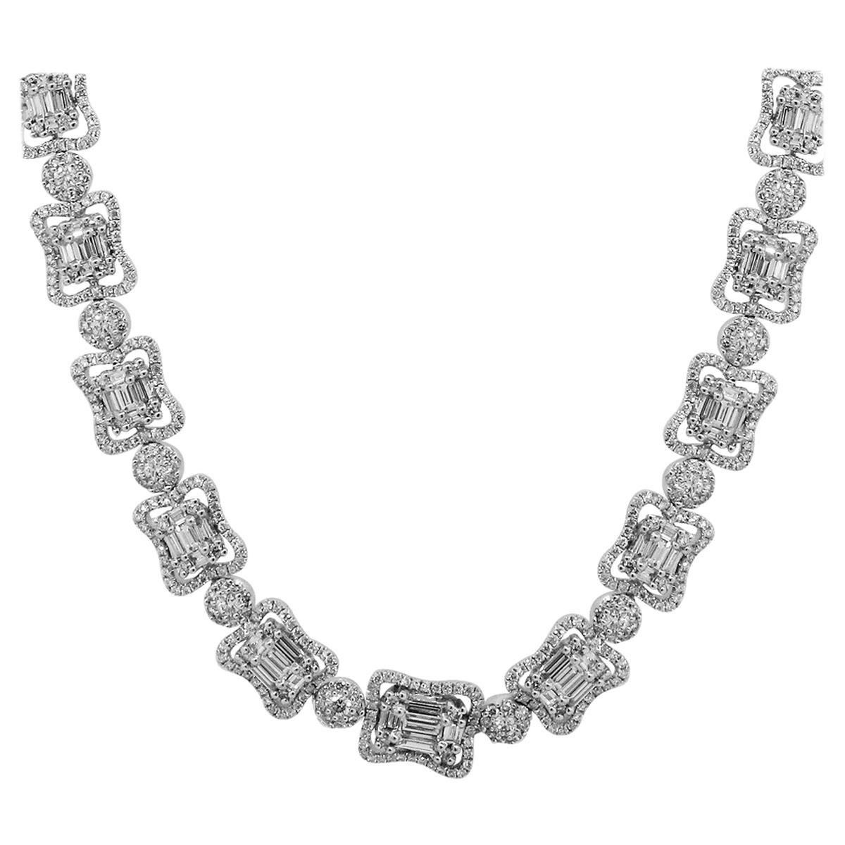 Invisible Set Diamond Necklace For Sale at 1stDibs