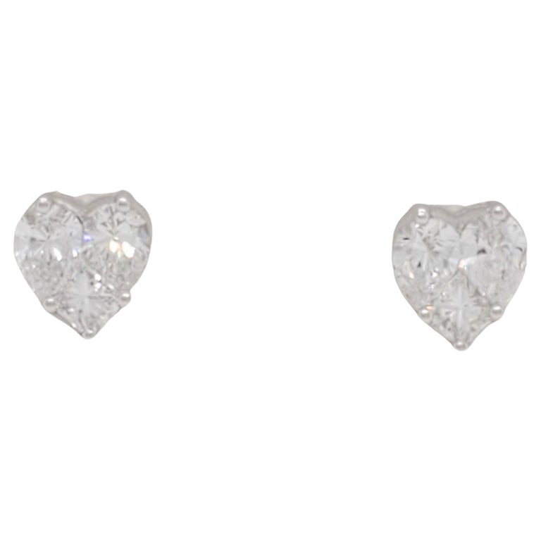 Invisible Set Diamond Stud Earrings in 18k White Gold For Sale at 1stDibs