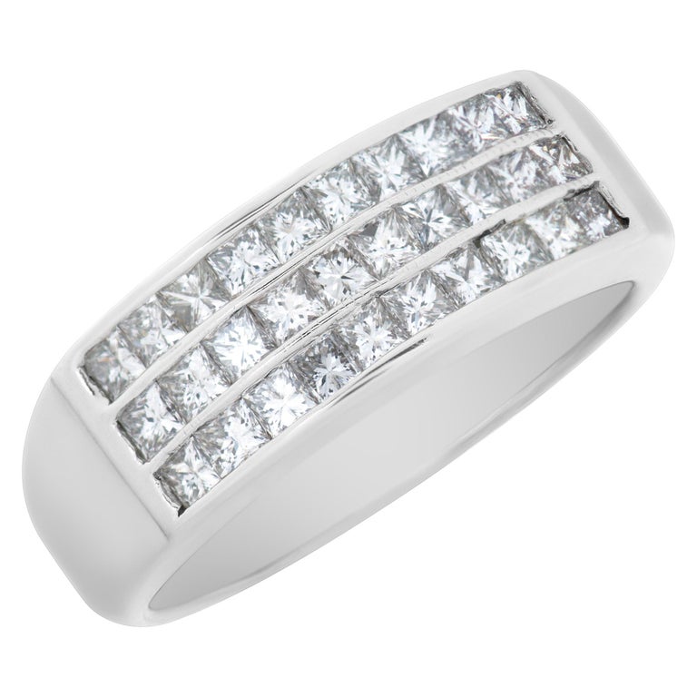 Invisible Set Princess Cut Diamond Ring in 14k White Gold For Sale at ...