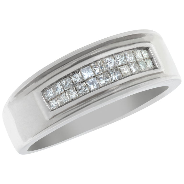 Invisible set princess-cut diamond ring in 14k white gold For Sale at ...