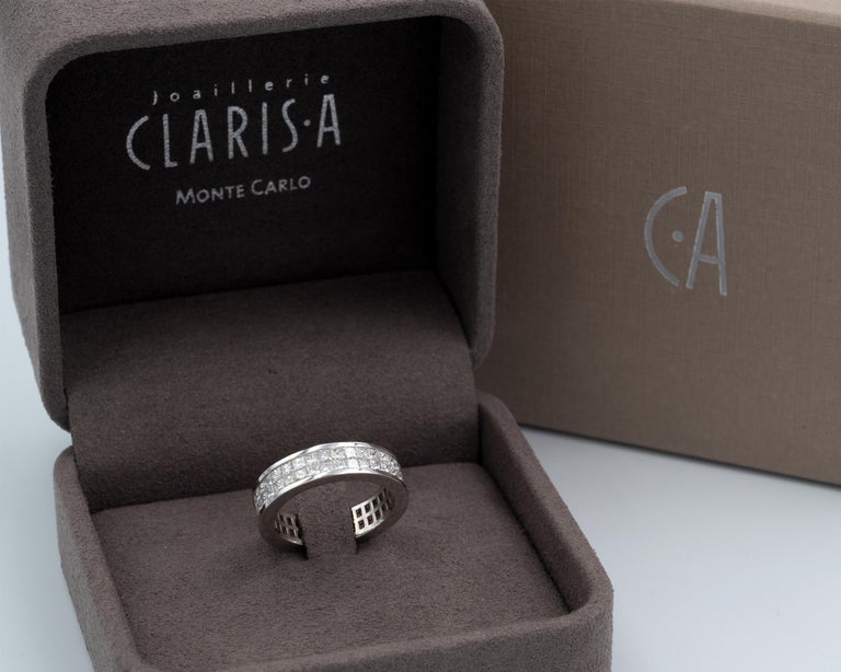 Invisible-Set Princess-Cut Diamond White Gold Wedding Ring For Sale at ...