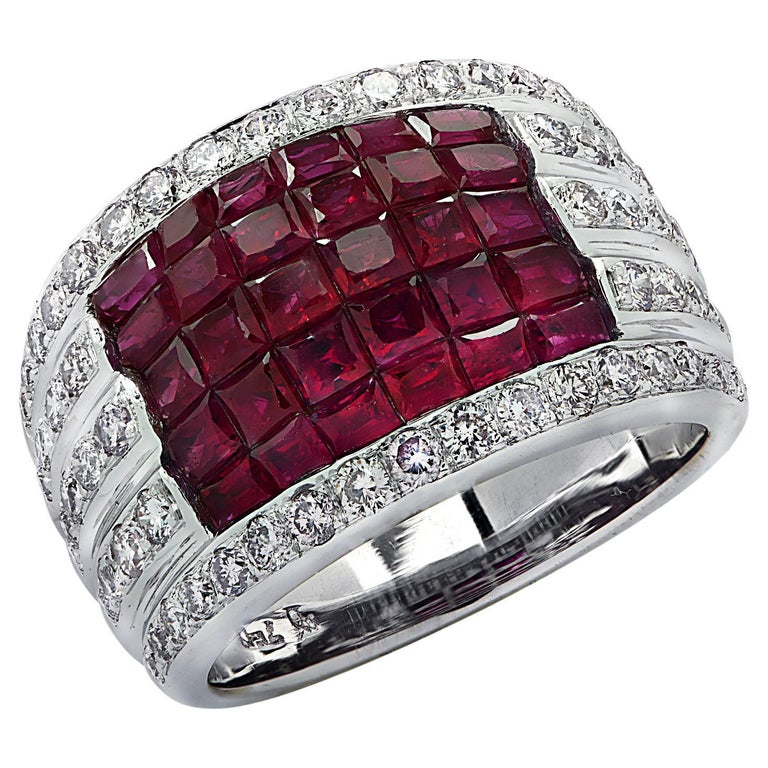 Invisible Set Ruby and Diamond Ring For Sale at 1stDibs