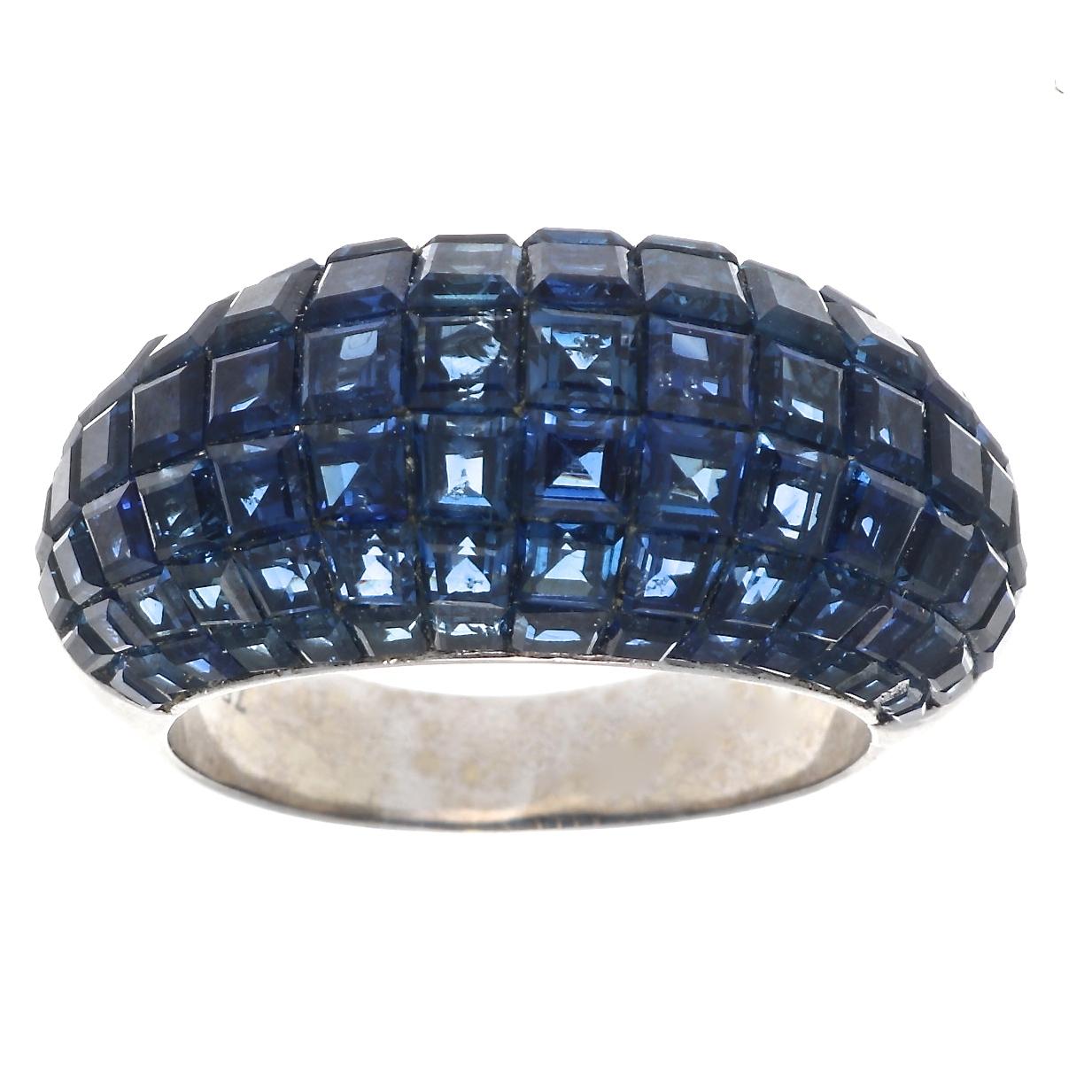 Invisible Setting Gold Sapphire Ring at 1stDibs | invisible sapphire ring