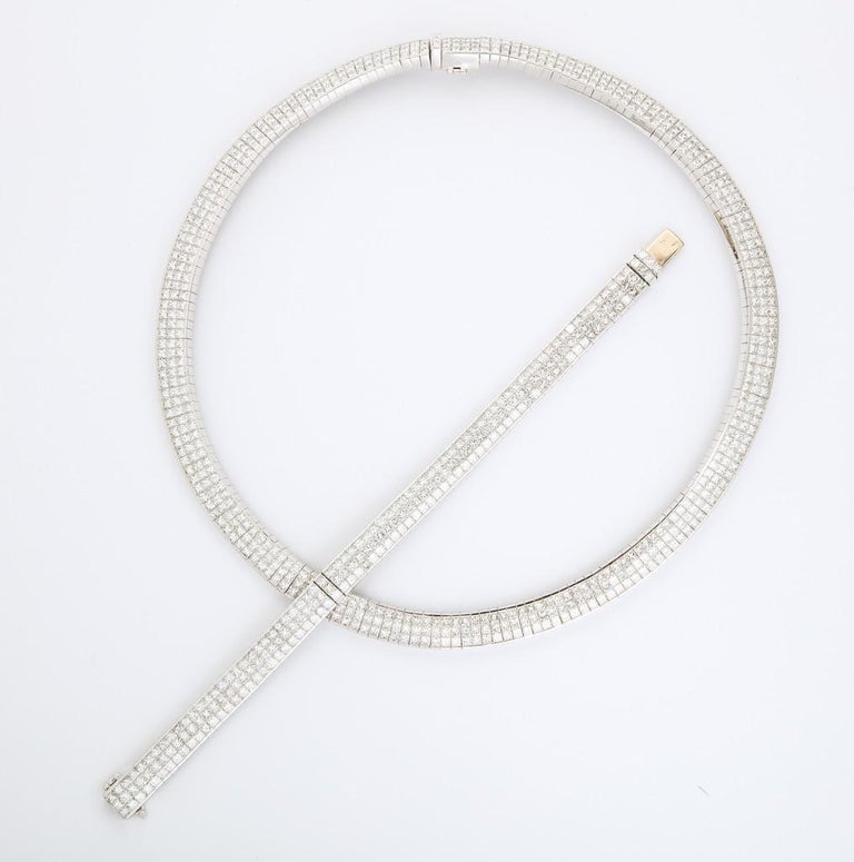 Invisibly Set Diamond Necklace and Bracelet Set For Sale at 1stDibs
