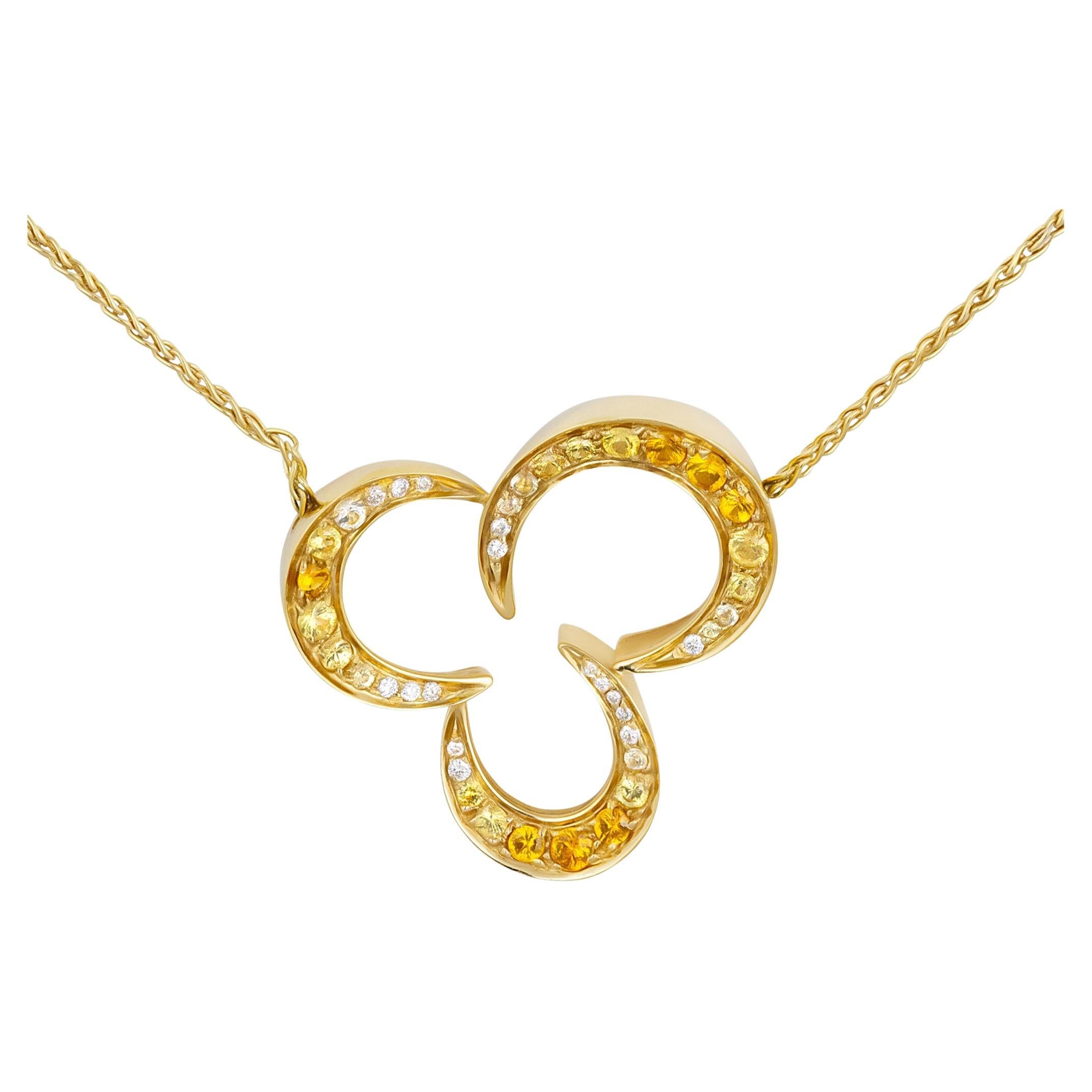 IO SI 18K White and Yellow Gold Diamond and Sapphire Necklace For Sale ...
