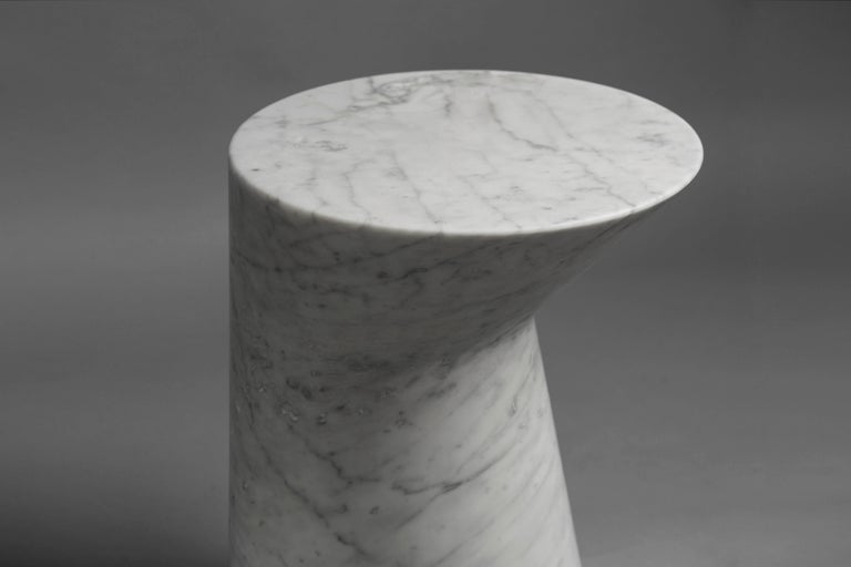 Io Side Table in White, Carrara Marble by Adolfo Abejon for Formar For ...