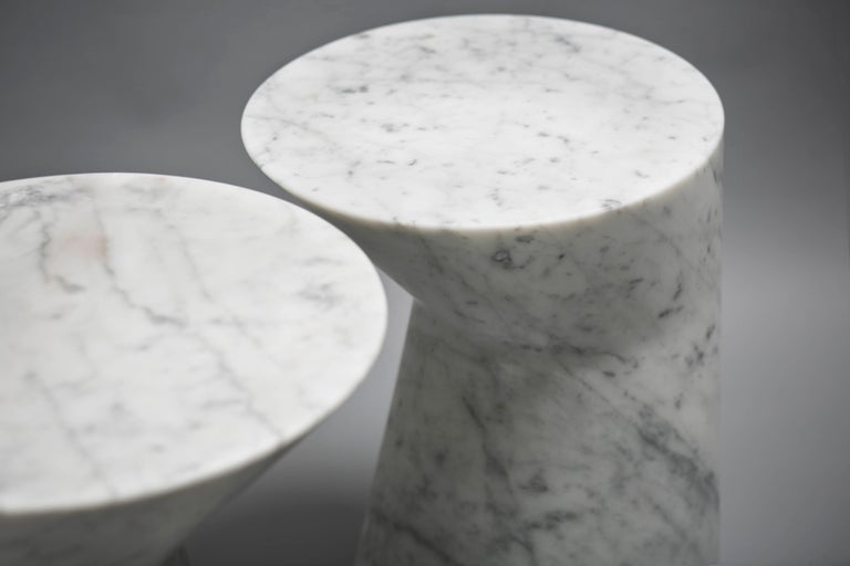 Io Side Table in White, Carrara Marble by Adolfo Abejon for Formar For ...