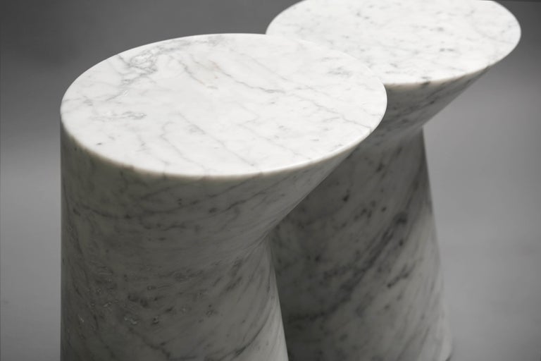 Io Side Table in White, Carrara Marble by Adolfo Abejon for Formar For ...