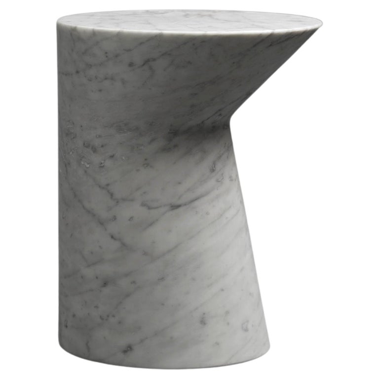 Io Side Table in White, Carrara Marble by Adolfo Abejon for Formar For ...