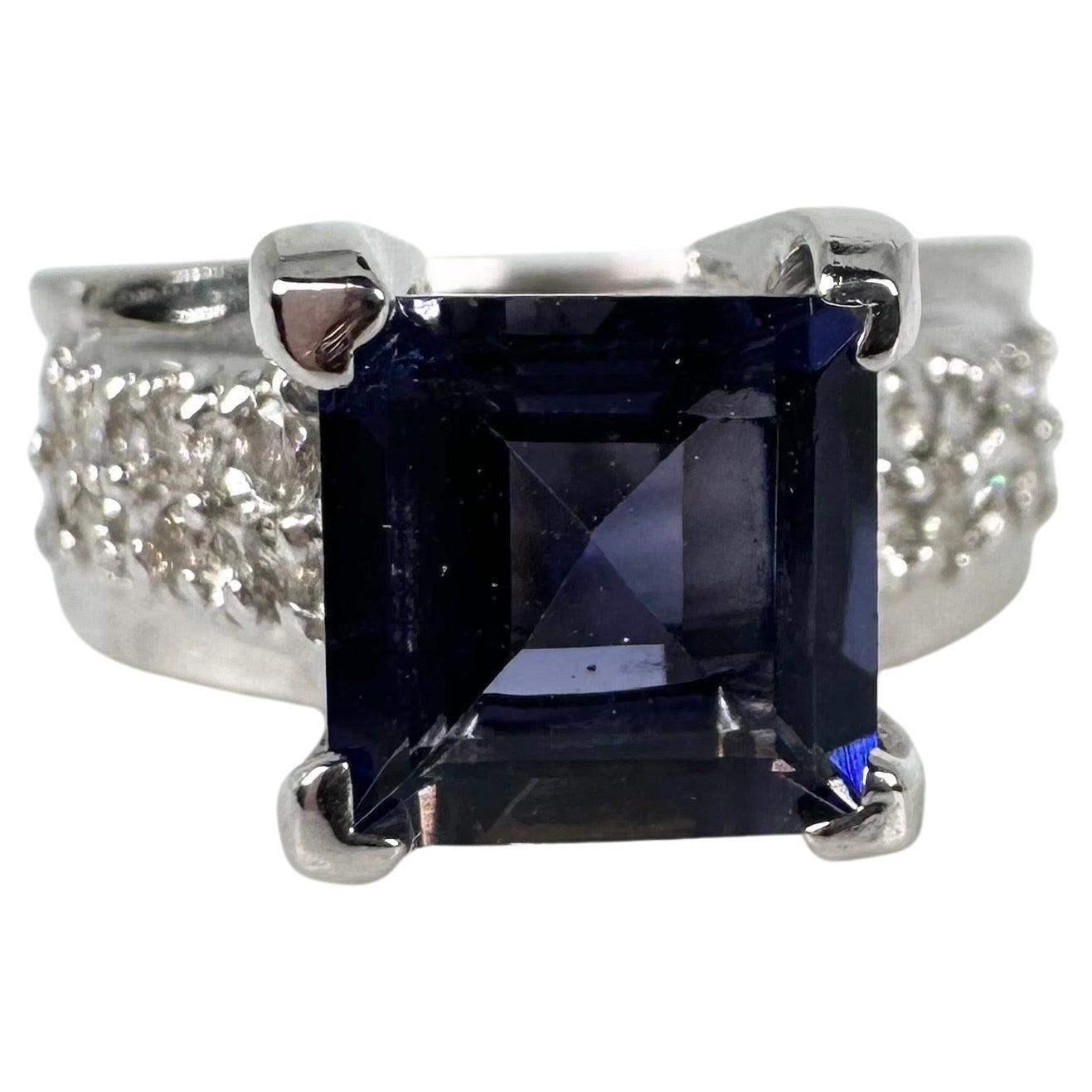 Iolite Diamond Ring 14Karat Gold Rare Gemstone Engagement Ring For Sale ...
