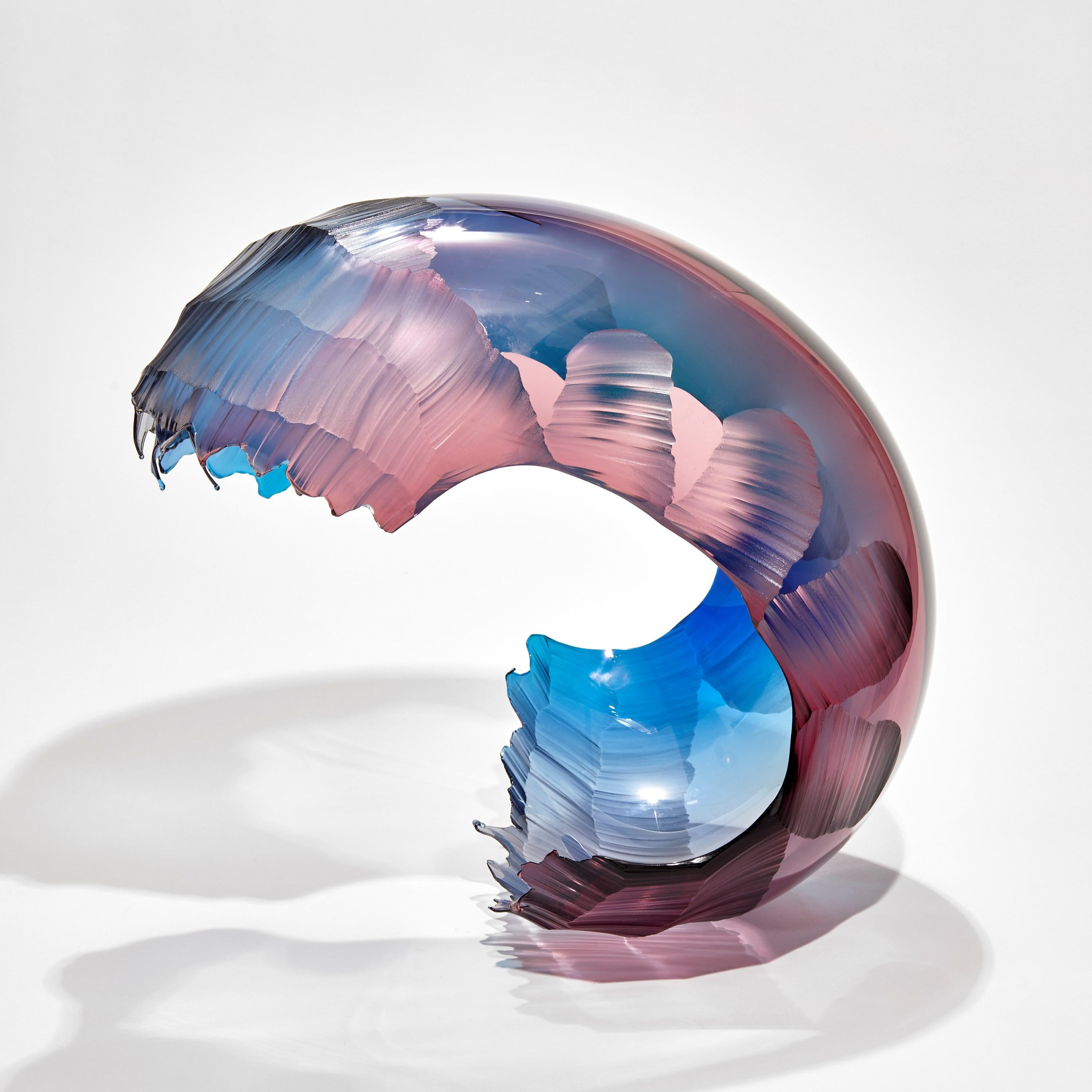 Iona Wave Rising, a Blue, Aqua and Purple Glass Sculpture by Graham ...