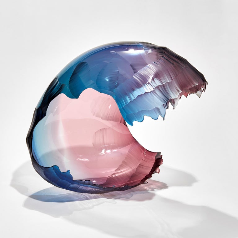 Iona Wave Rising, a Blue, Aqua and Purple Glass Sculpture by Graham ...