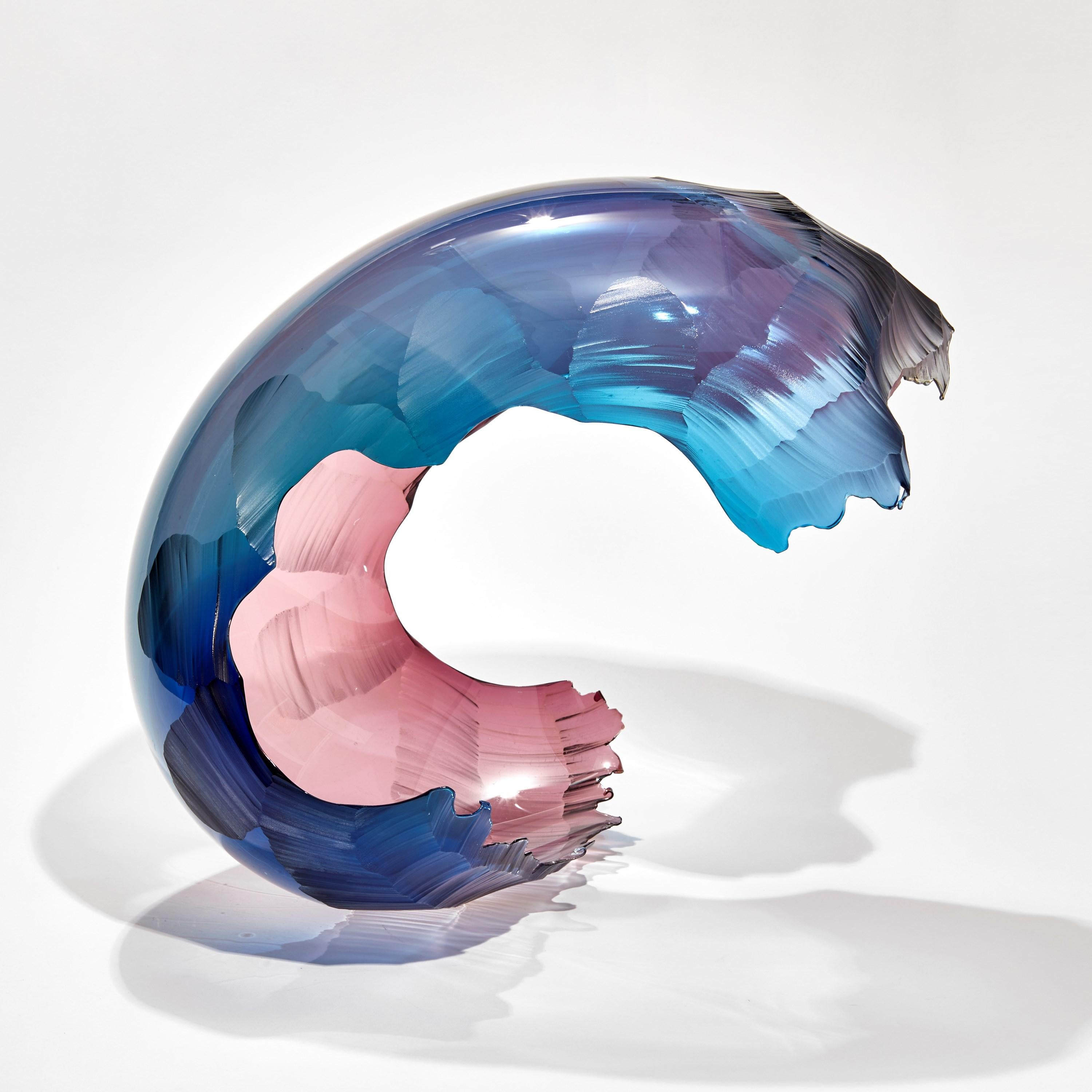 Iona Wave Rising, a Blue, Aqua and Purple Glass Sculpture by Graham ...