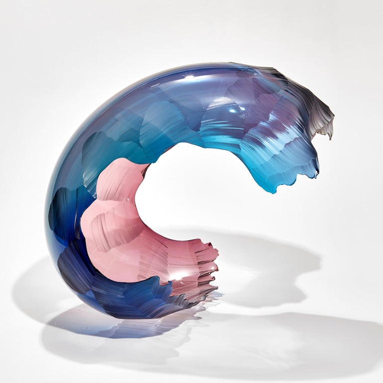 Iona Wave Rising, a Blue, Aqua and Purple Glass Sculpture by Graham ...