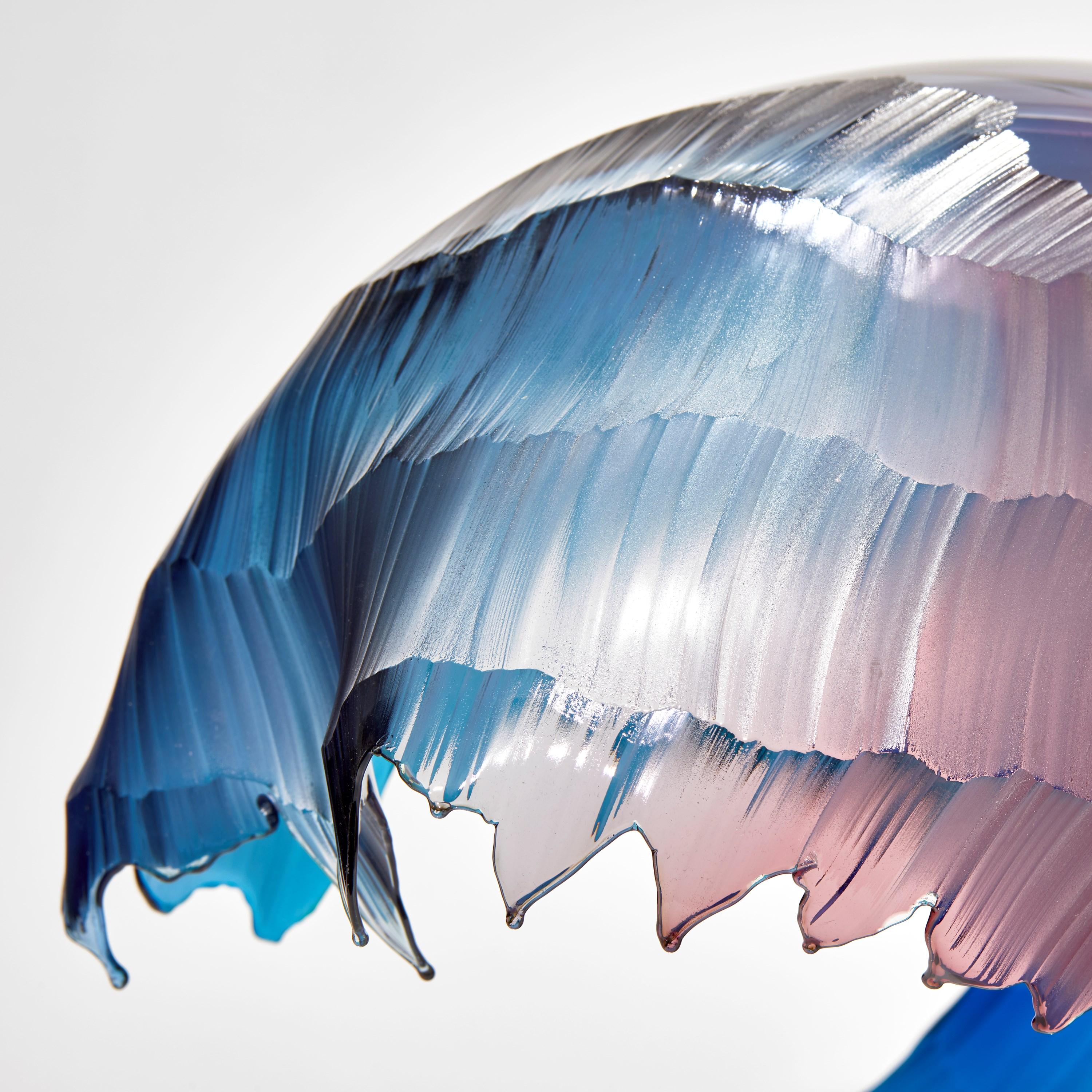 Iona Wave Rising, a Blue, Aqua and Purple Glass Sculpture by Graham ...