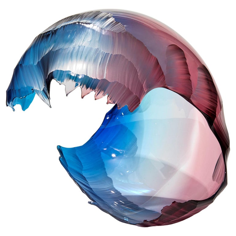 Iona Wave Rising, a Blue, Aqua and Purple Glass Sculpture by Graham ...