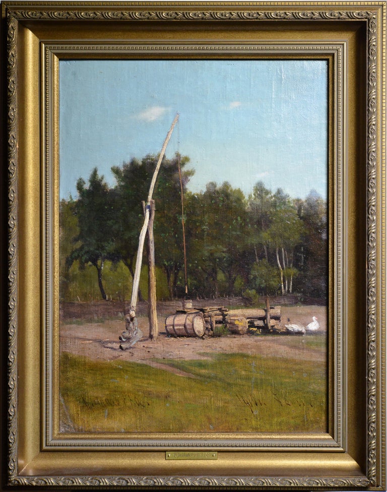 Сountryside landscape Well pole or Shadoof Acknowledged Polish-Russian master For Sale at 1stDibs