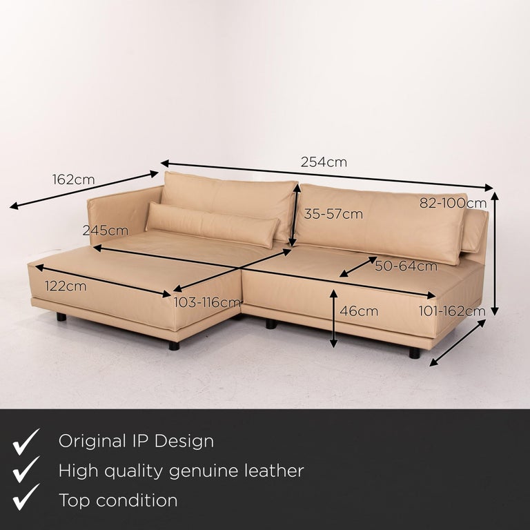 IP Design Cube Lounge Leather Corner Sofa Beige Sofa Couch For Sale at ...
