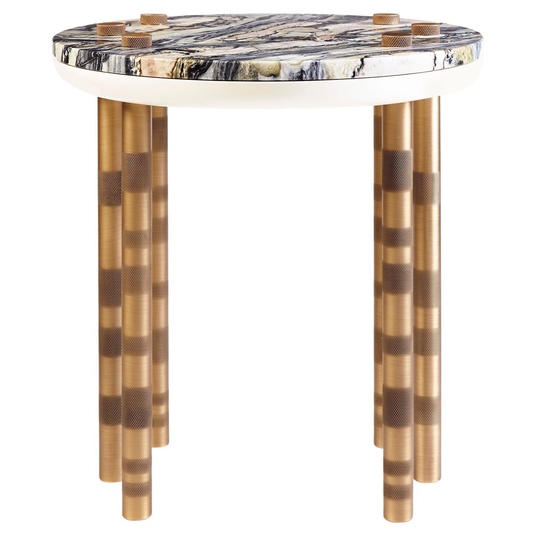 Ida Side Table, Sand Brushed Black Oak and Carraca Marble Top by Duistt ...