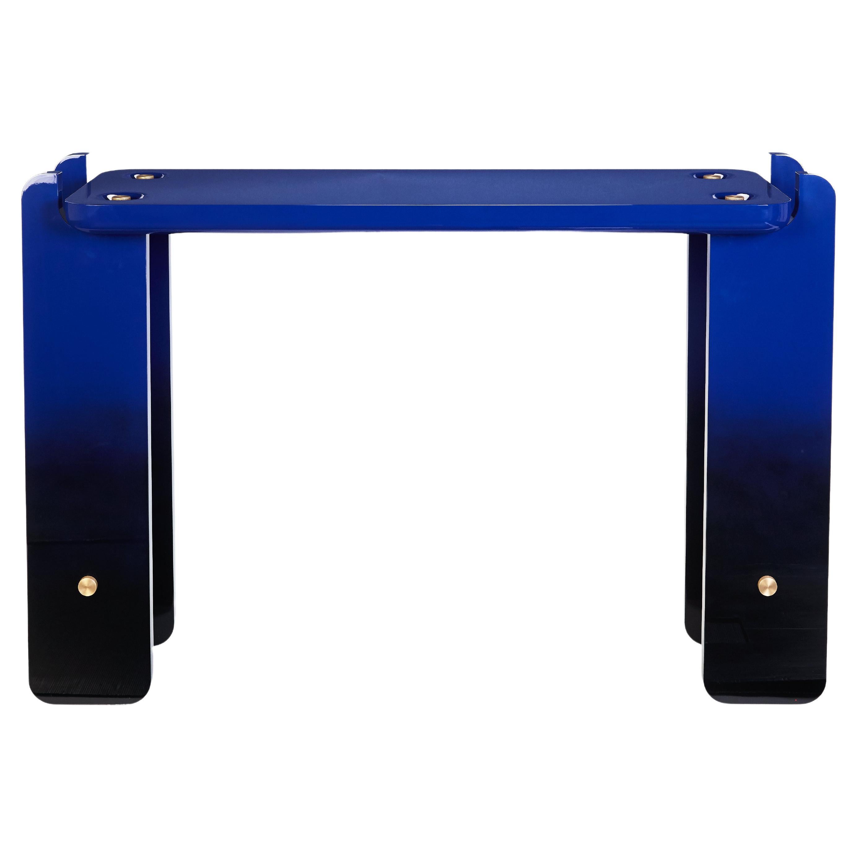 Ipanema Console Table, Blue Ombre Effect with Brass Details For Sale at ...