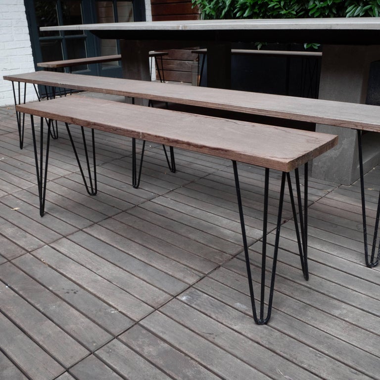 Ipe and Black Iron Hairpin Leg Bench, Long For Sale at 1stDibs | ipe ...