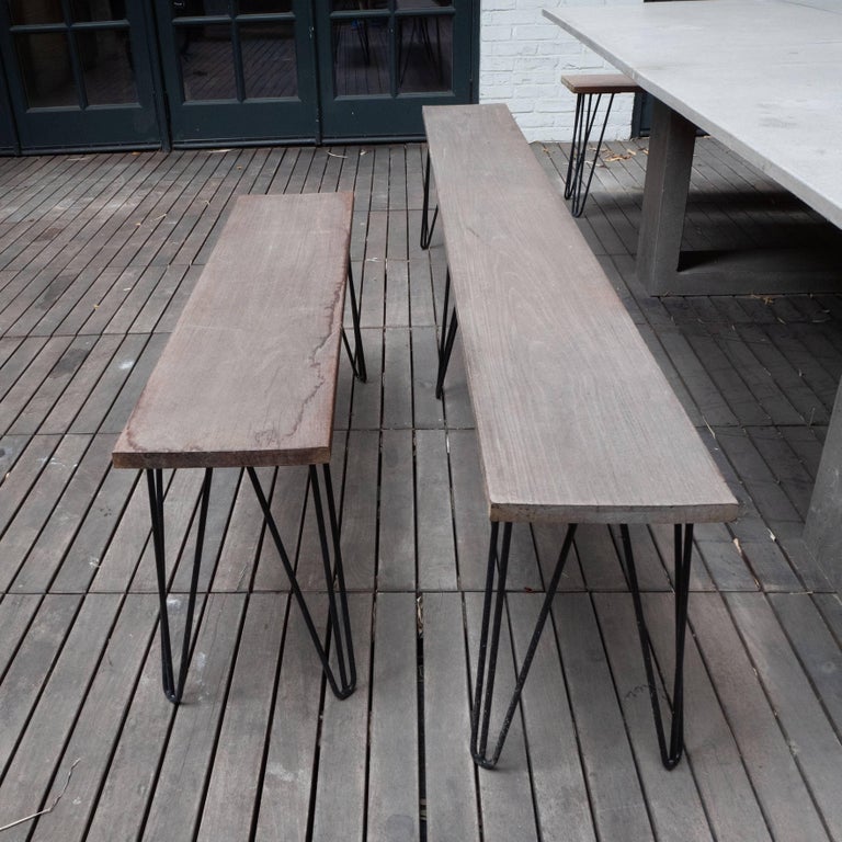 Ipe and Black Iron Hairpin Leg Bench, Long For Sale at 1stDibs | ipe ...