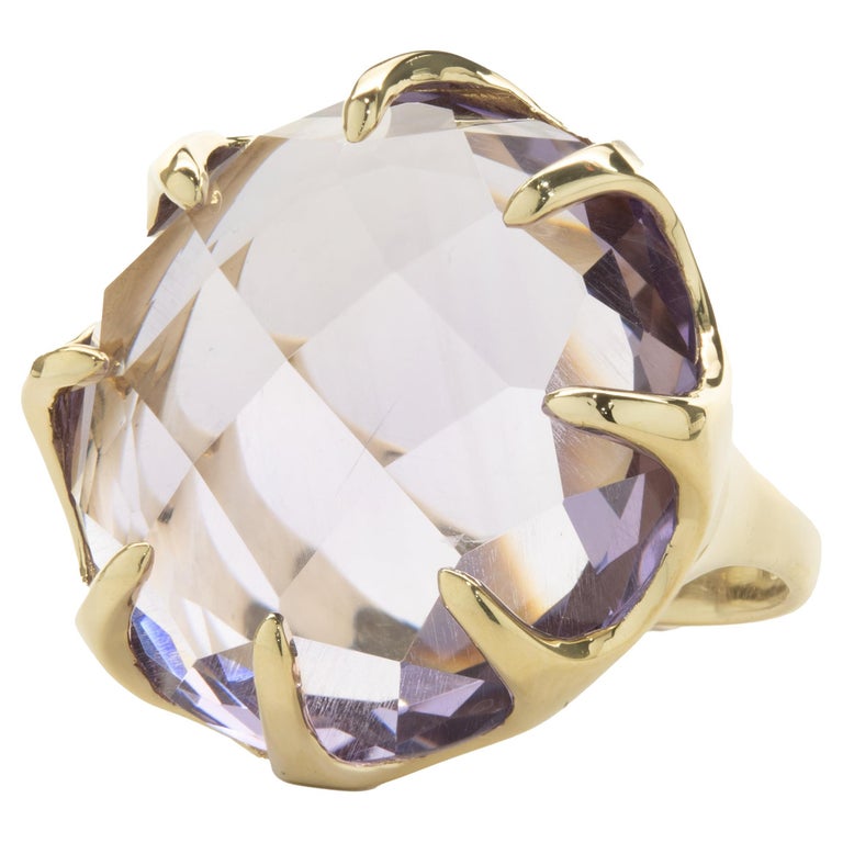 Ippolita 18 Karat Yellow Gold Checkerboard Cut Amethyst Claw Ring For ...
